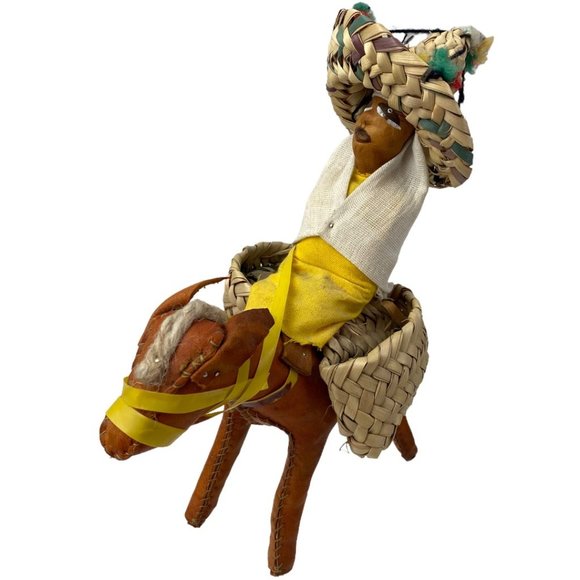 Accents | Vintage Hispanic Primitive Folk Art Mexican Man On Leather ...